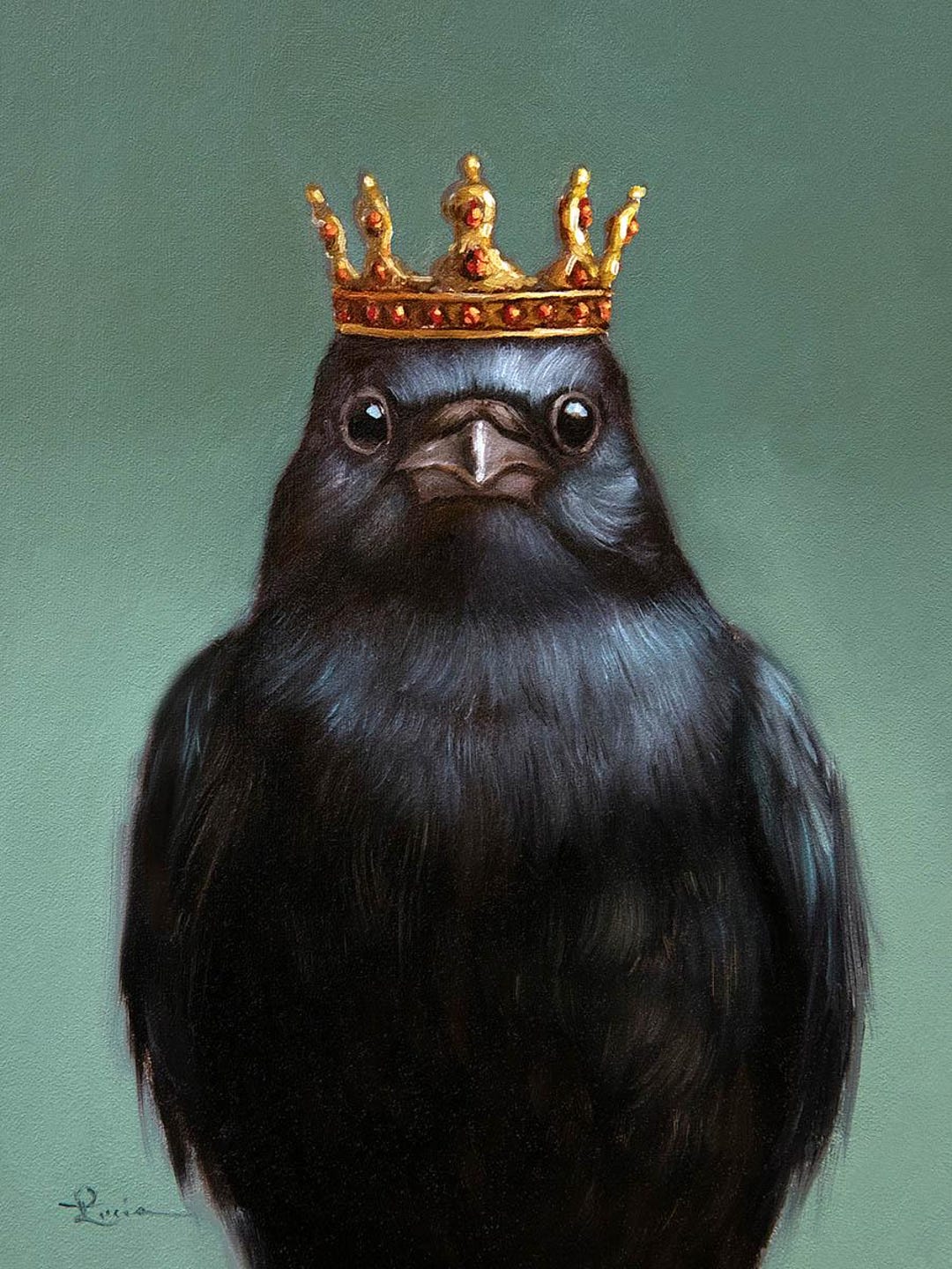 King Crow by Lucia Heffernan, Crow Art, Whimsical Crow Art, Cartoon Art ...