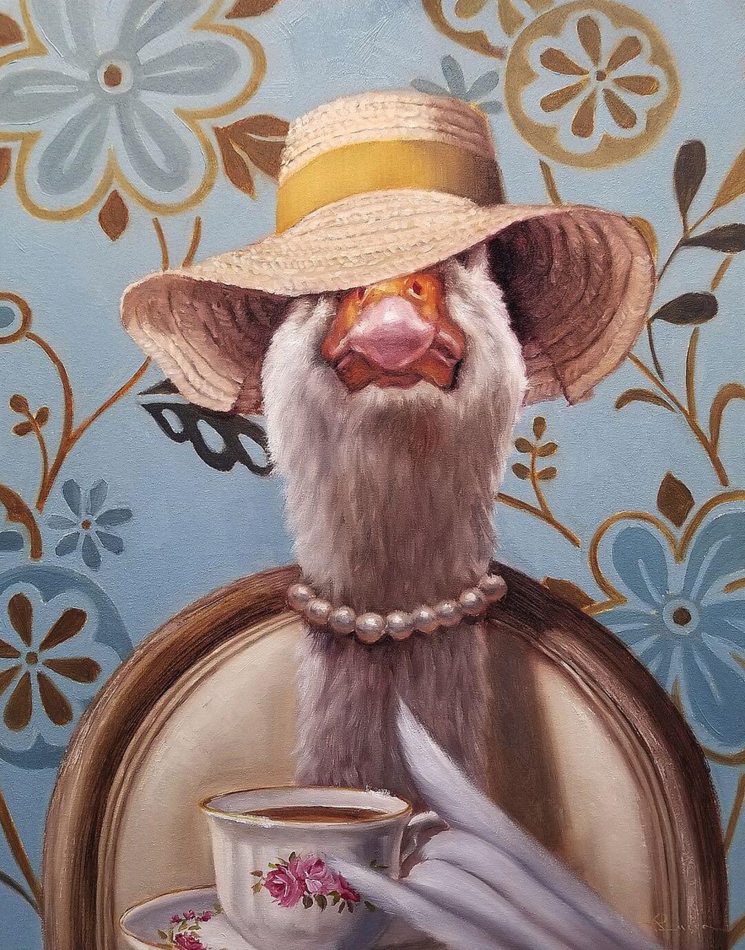 High Tea by Lucia Heffernan, Swan Art, Whimsical Animal Art, Cartoon ...