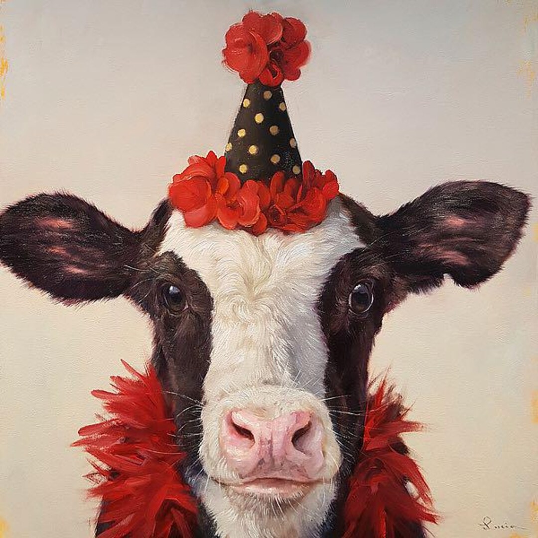 Shindig by Lucia Heffernan, Cow Art, Whimsical Animal Wall Decor, Gift ...