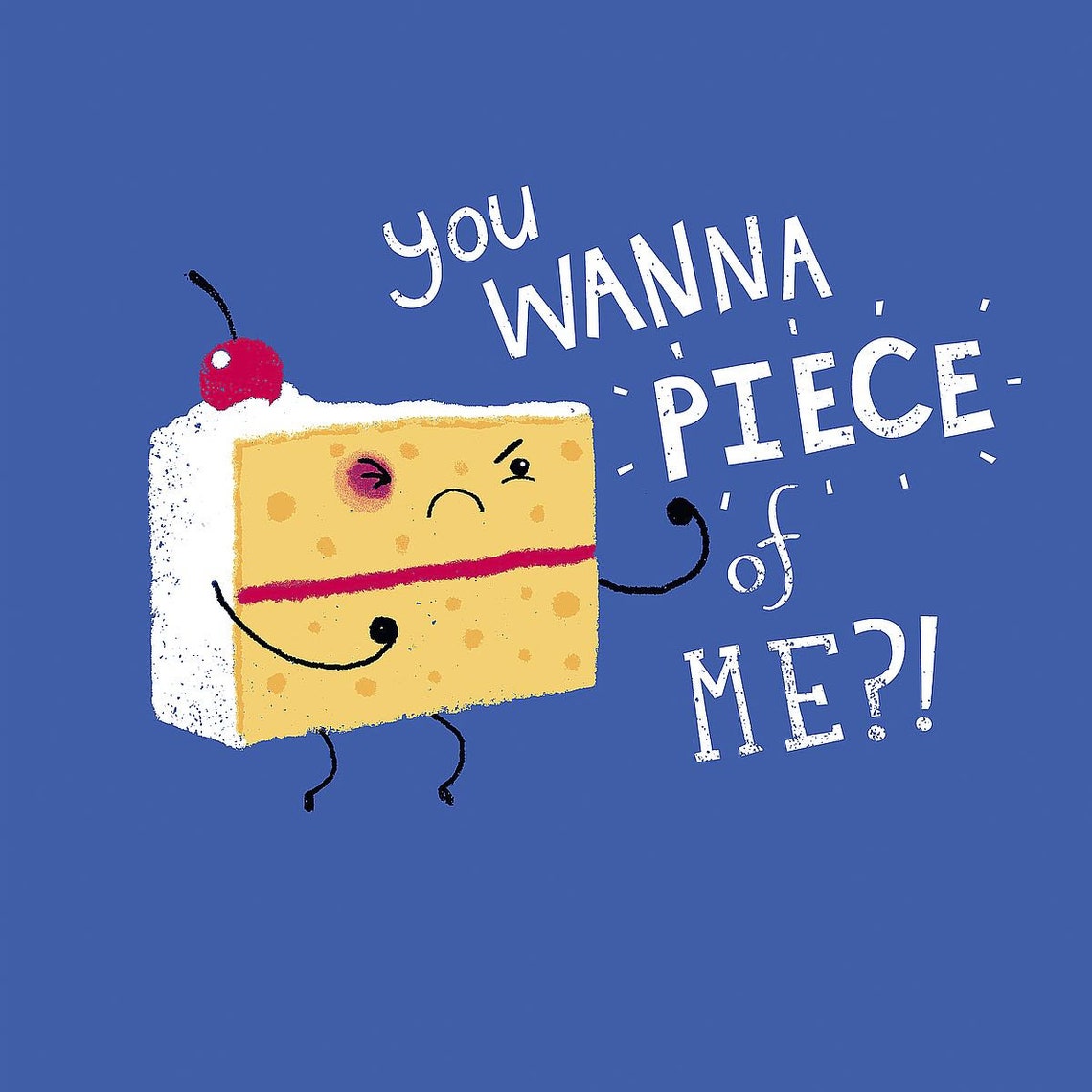 Angry Cake by Michael Buxton, Cartoon Statement Poster, Cute Food Wall ...