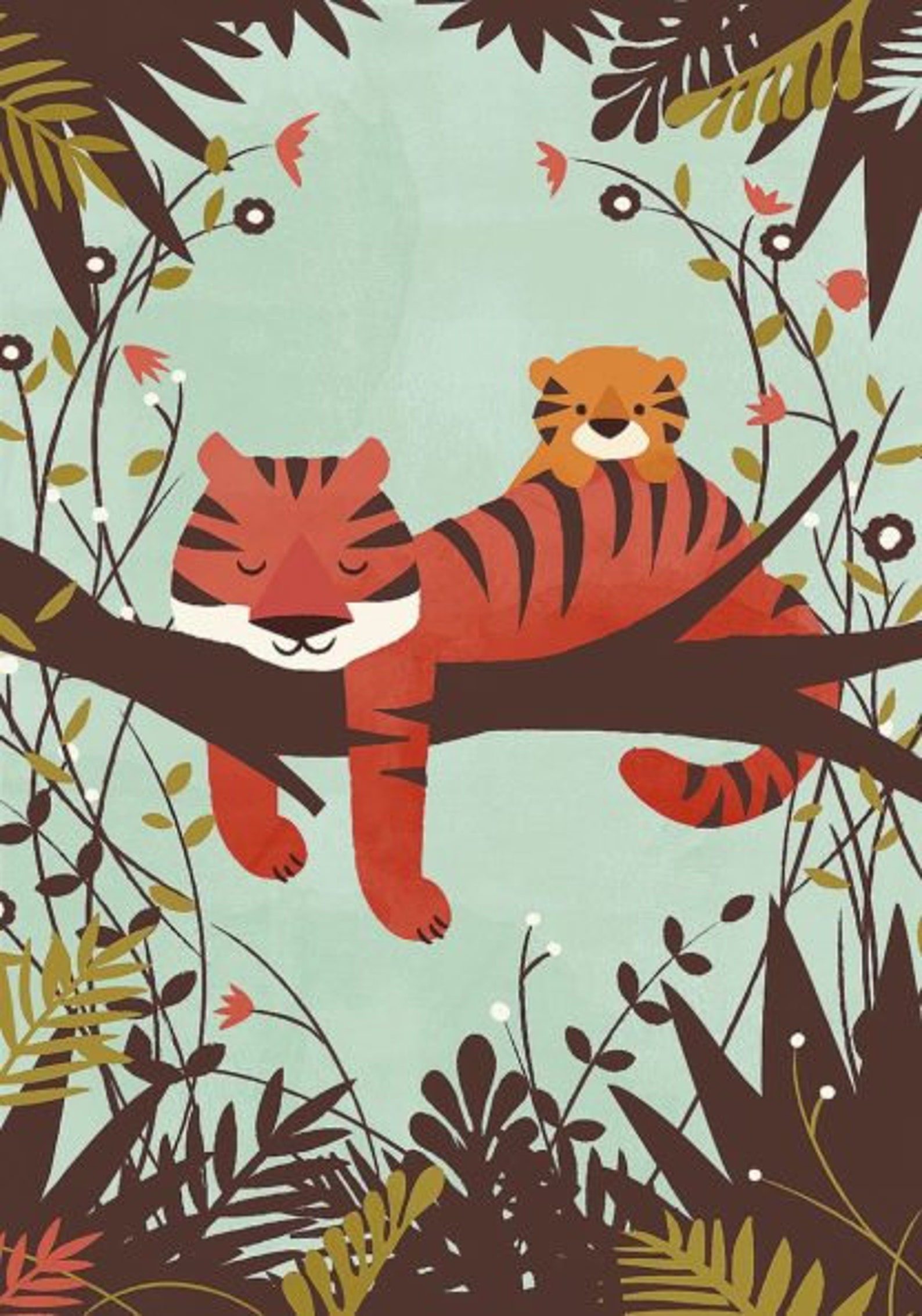Cute Wall Art, Tiger Art, Adorable Art, Tiger Cub Art, Tiger Family Art ...