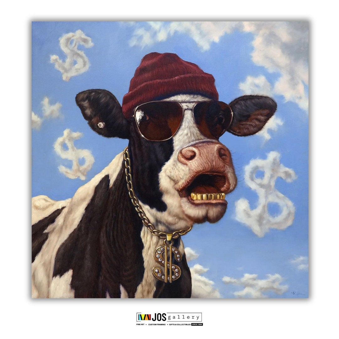 Cash Cow by Lucia Heffernan Art Print, Dining Room Decor, Animal Poster ...
