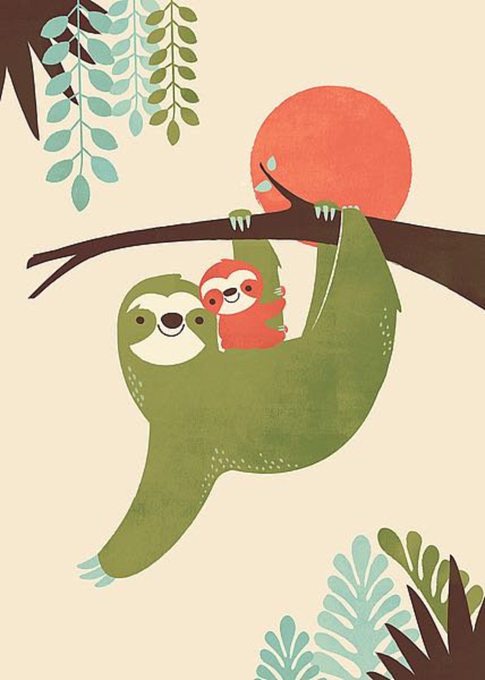 Mama Sloth Fleck Jay, Wall Art for Kids, Animals Wall Art, Sloth Art ...