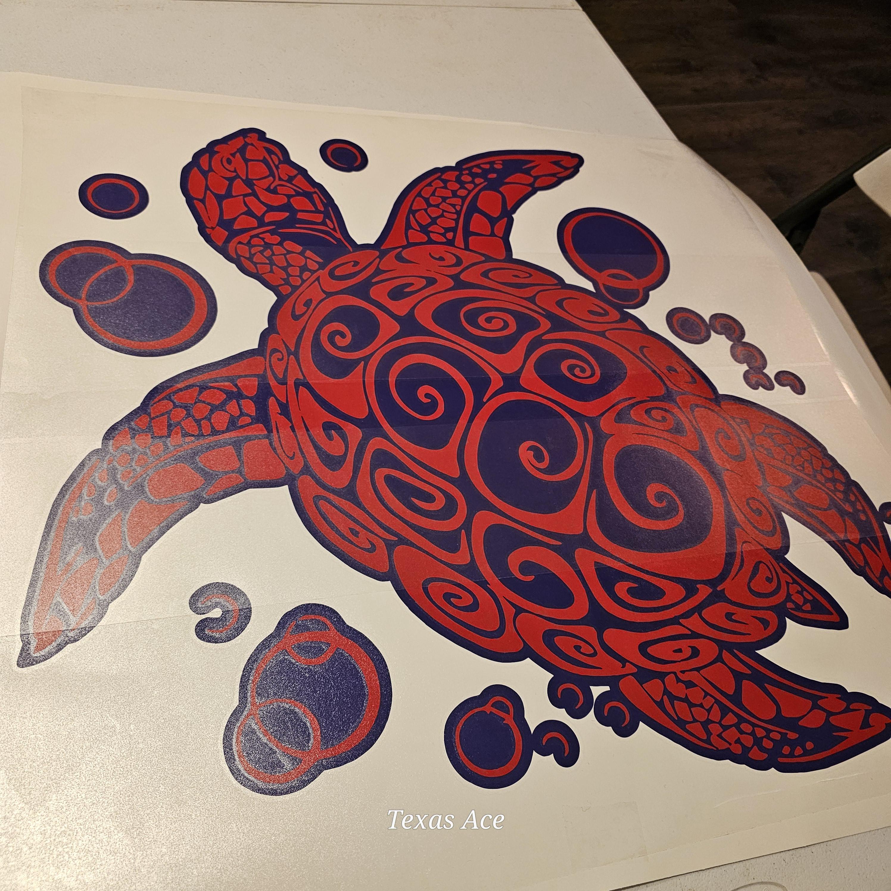 Large Layered Sea Turtle Vinyl Decal | 2 Color Ocean Wall Art | Car ...