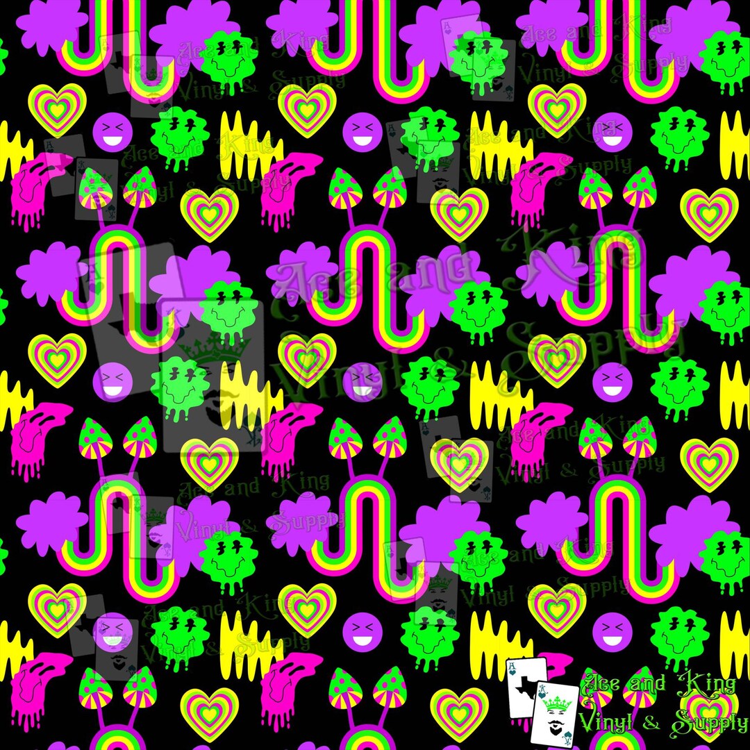 12x12 Retro Drip-trip Smiley Black Printed Vinyl - Etsy