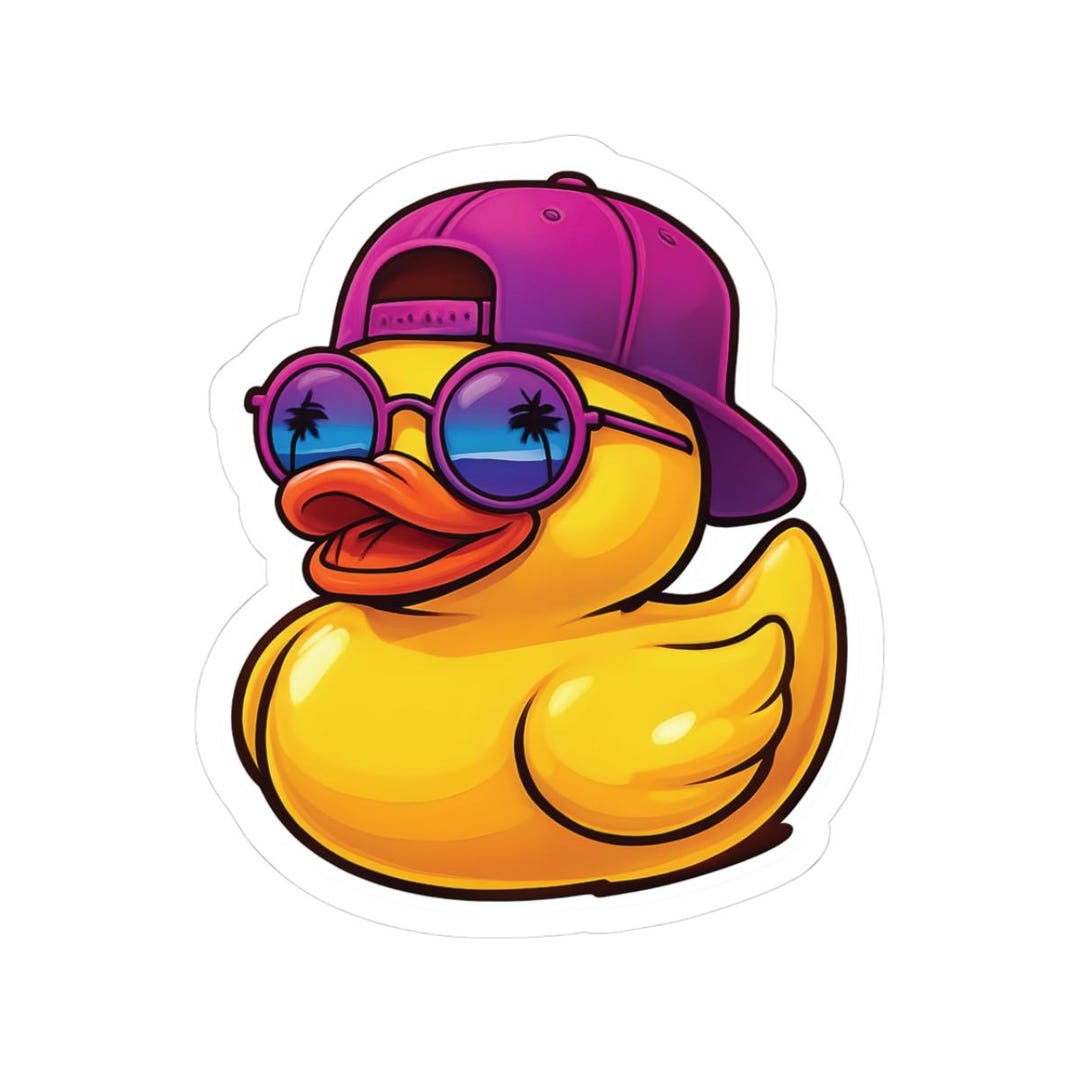 Pink Hat Rubber Duck Stickers - Fun Bright Decor for Laptops, Water ...