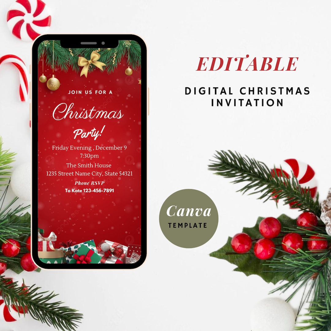 Digital Christmas Party Invitation, E-flyer, Phone Text Invite ...