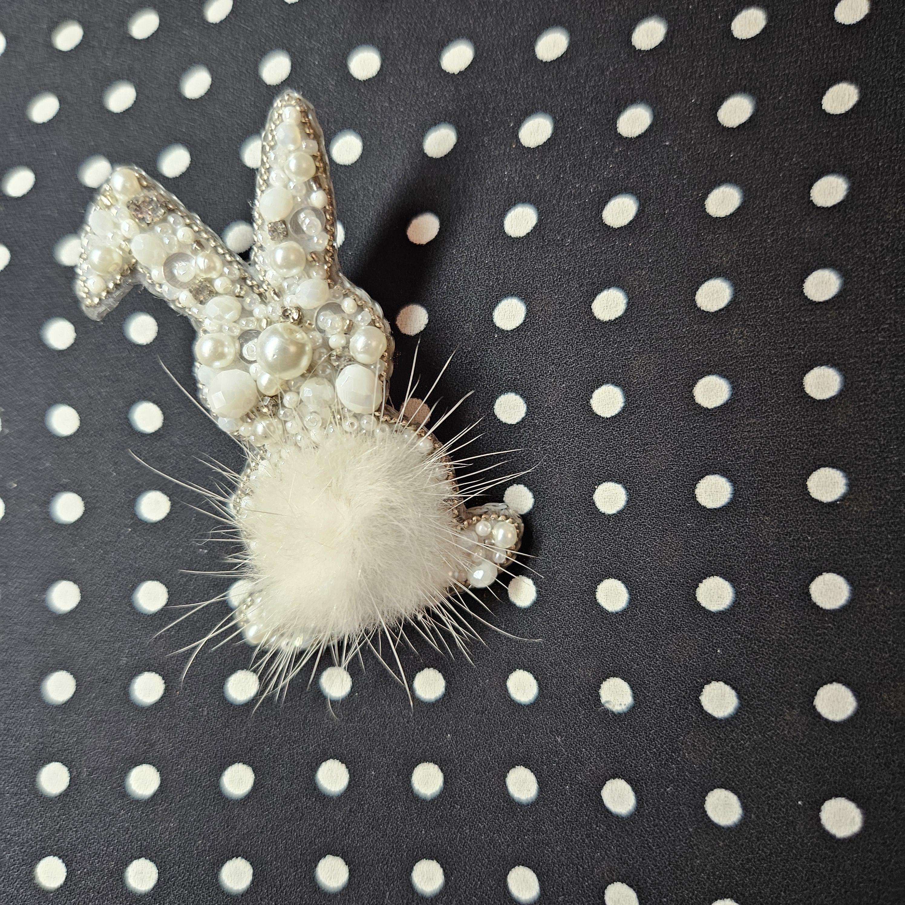 Handmade Swarovski Rabbit Bunny Brooch Beaded Pomegranate Jewelry ...