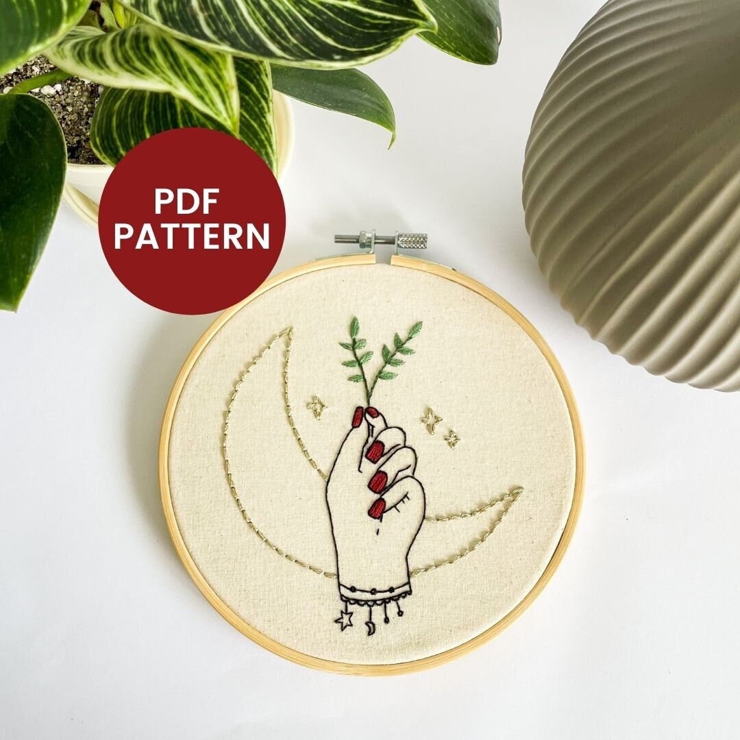 Hand Embroidery Pattern PDF - Celestial Hand|beginner Level DIY ...