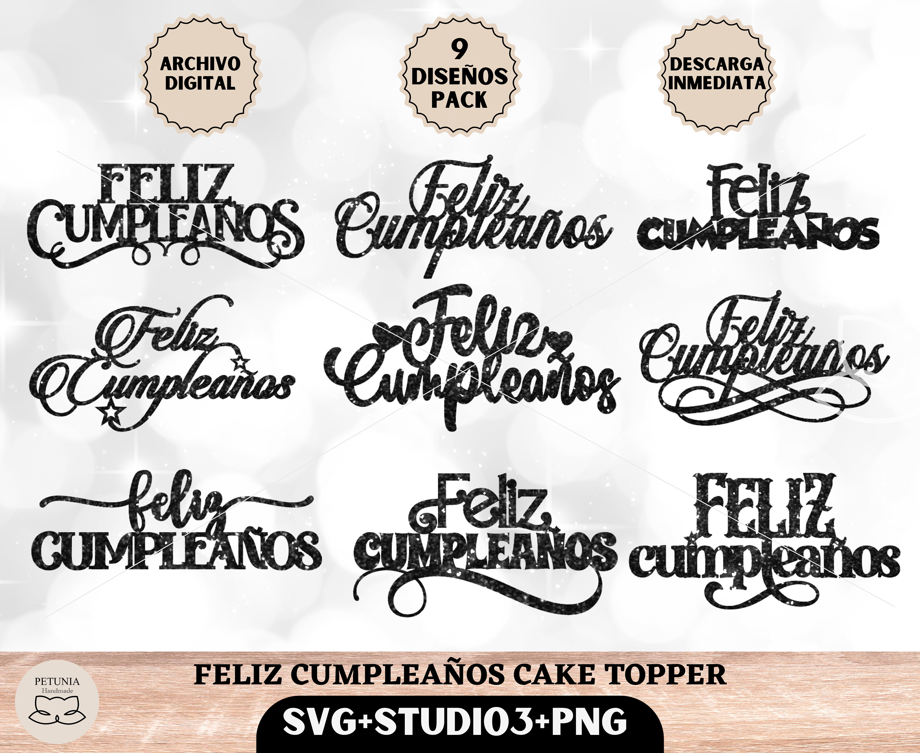 Feliz cumpleaños Cake topper, archivo digital para descarga inmediata ...