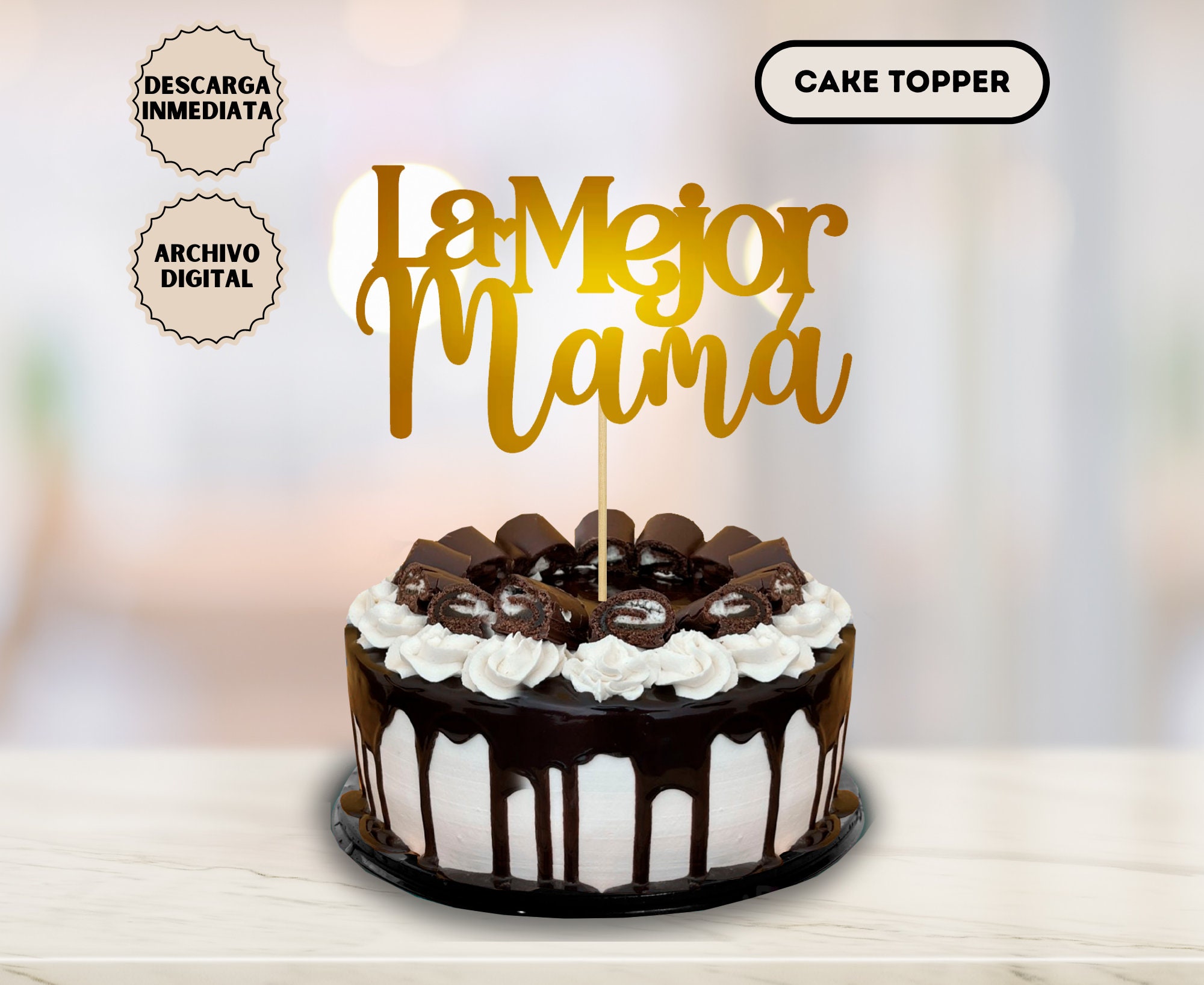 Cake Topper for Mom, Mother's Day, Happy Mother's Day, Best Mom, Cake ...