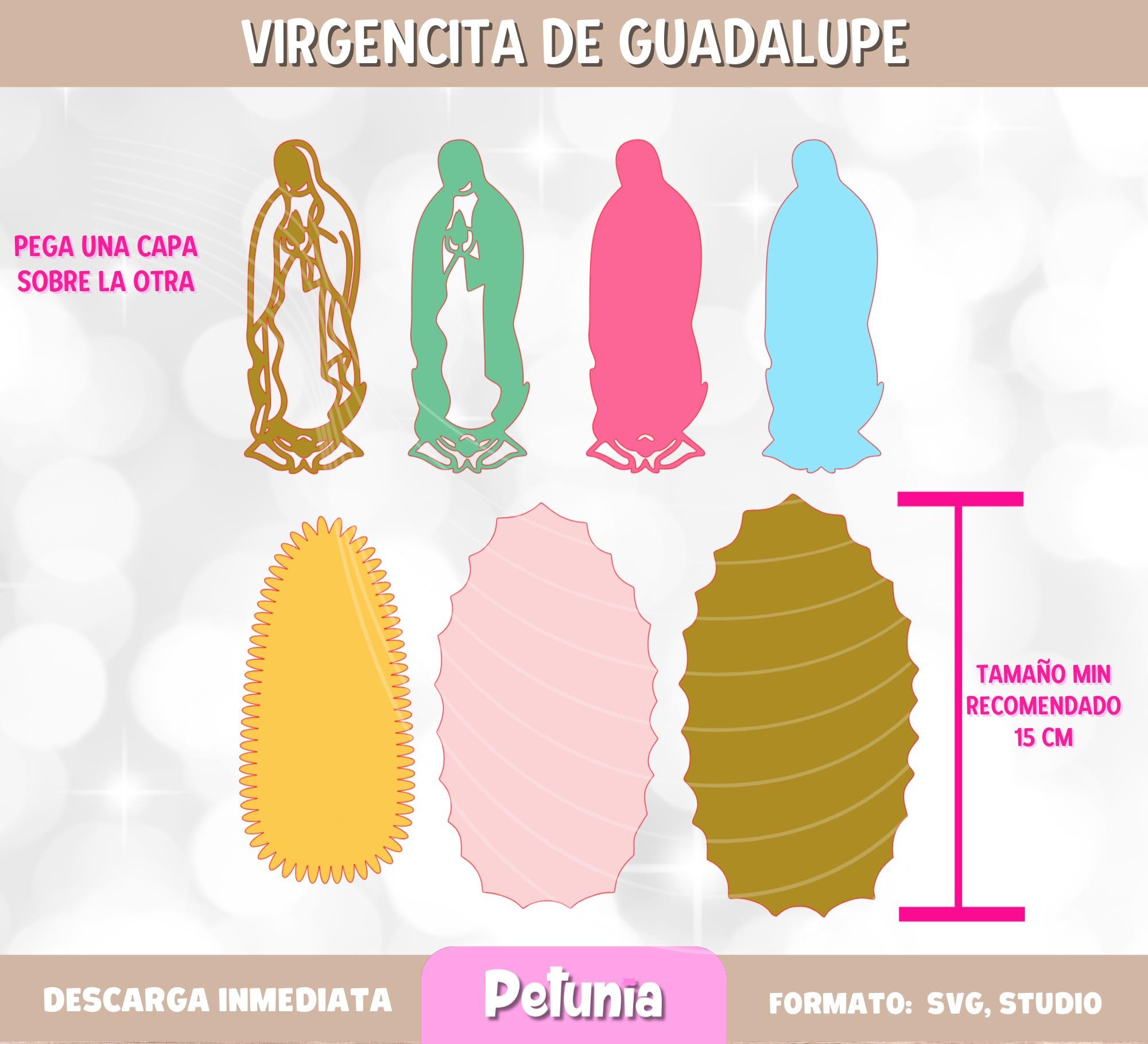 Virgencita de Guadalupe archivo de trazado en vector, trazo digital ...