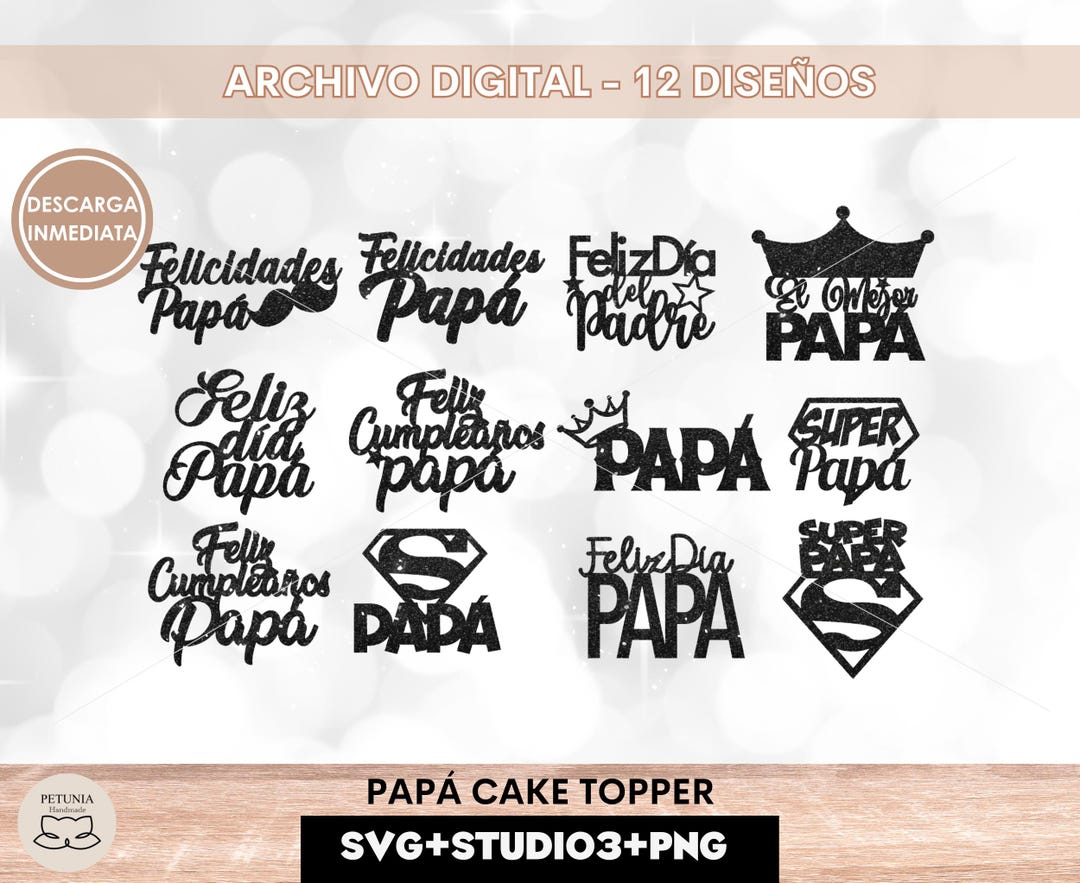 Downloadable Dad Cake Topper Bundle, Pack of 12 Dad Birthday Designs ...