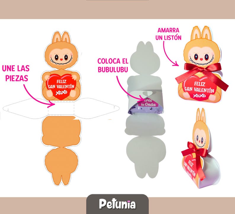 Kit imprimible recortable Labubu San Valentín envoltura para paletas y ...