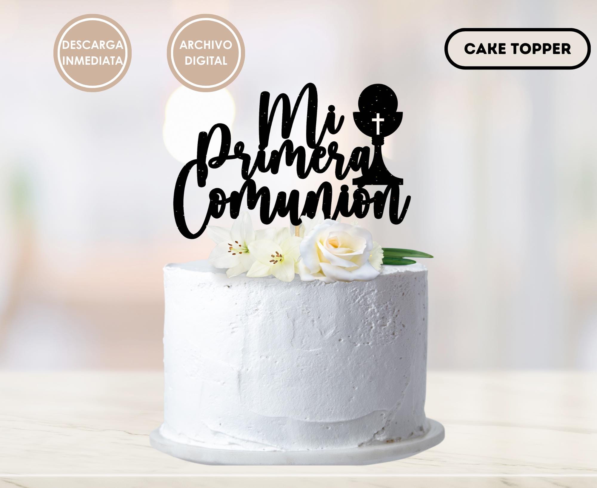 Cake topper bundle comunión, paquete de 9 diseños de cake topper de mi ...