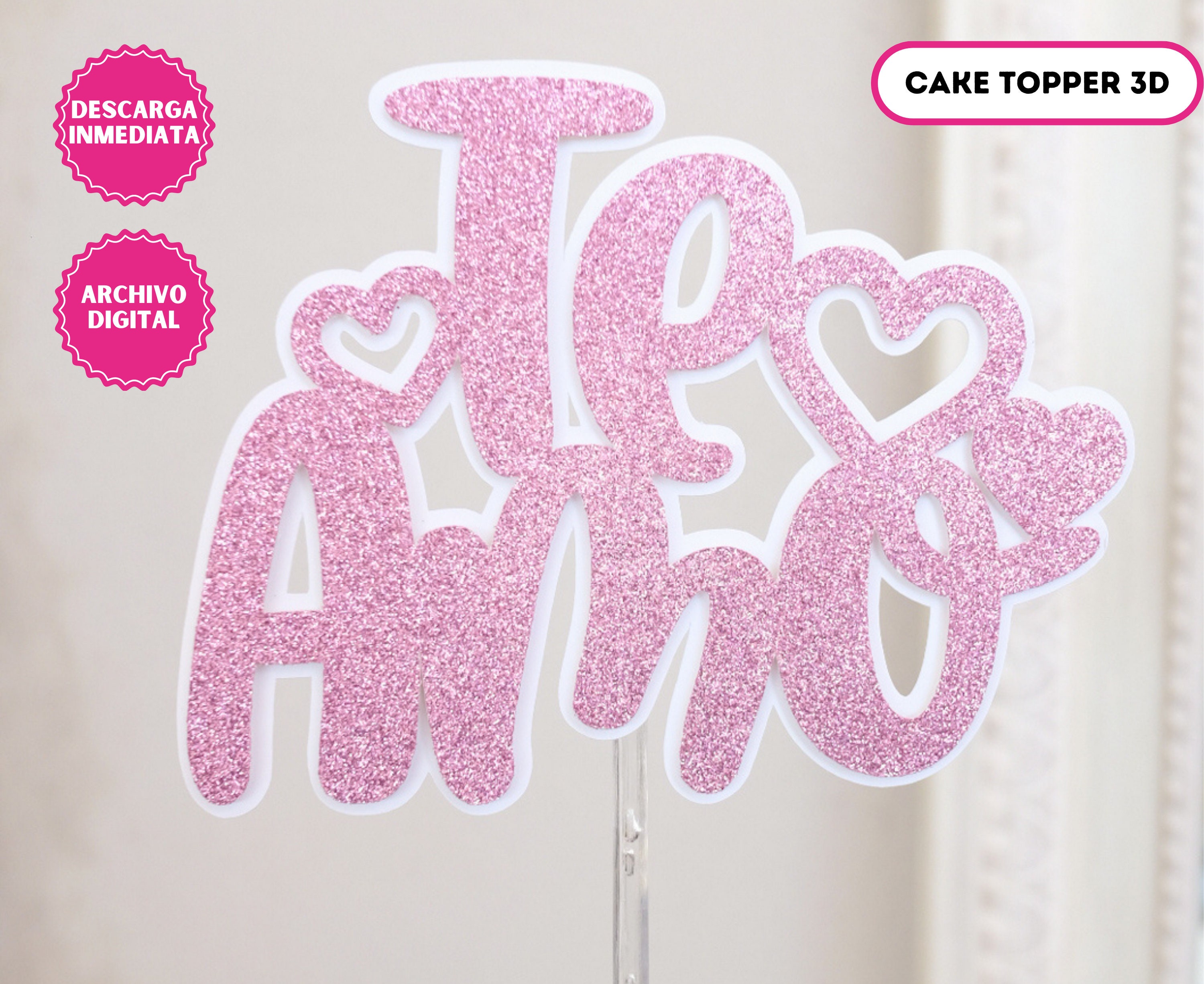 Cake topper San Valentín, paquete de 4 diseños 3D, archivo para corte ...