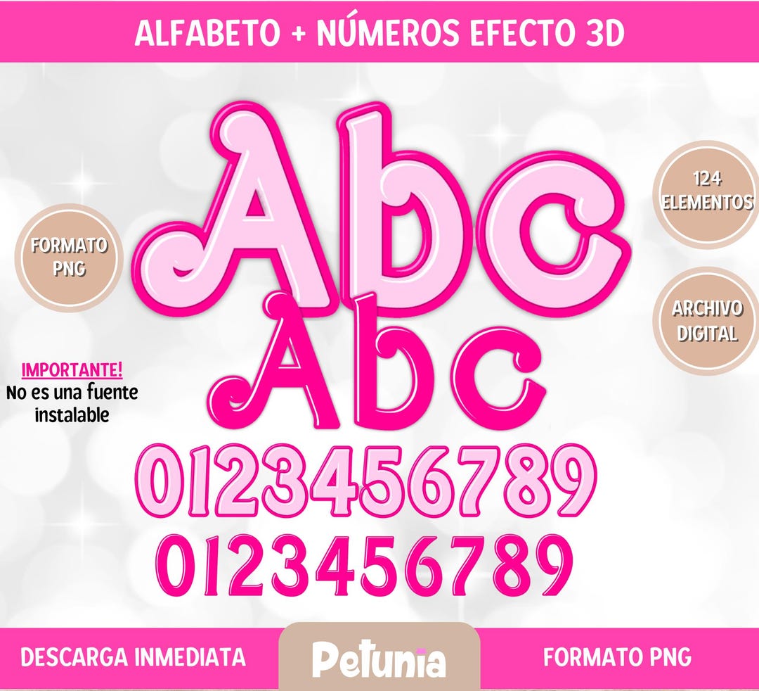 Pink 3d Effect Alphabet in PNG Format for Instant Download, Two ...