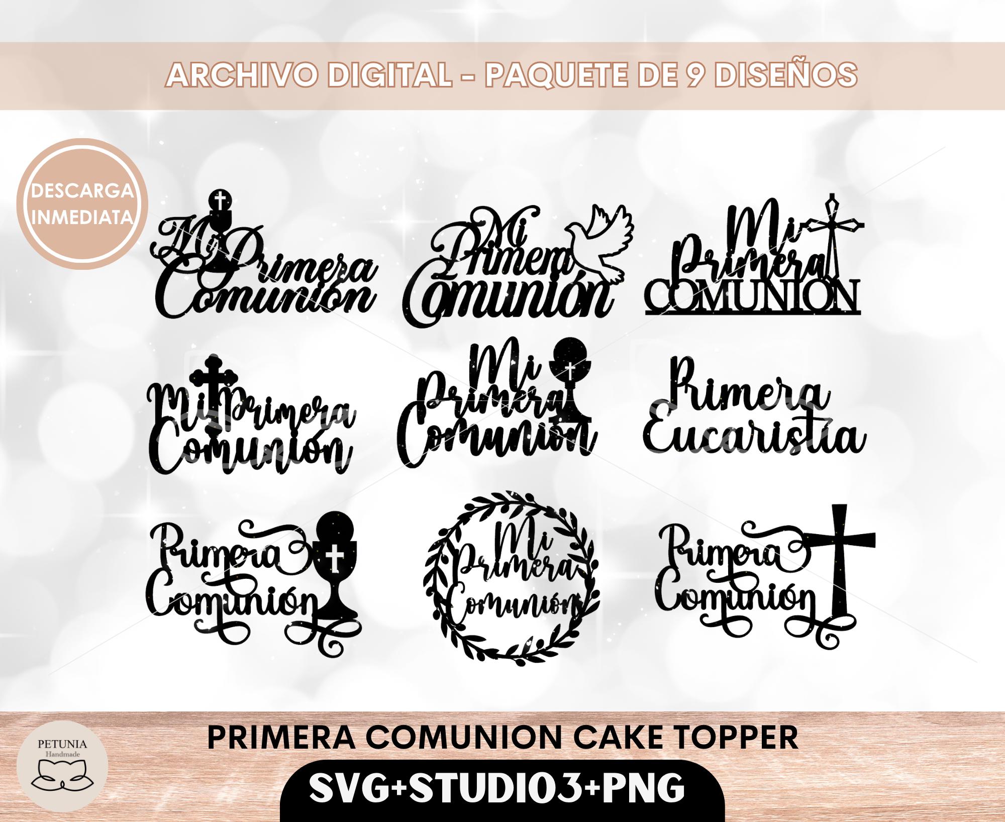 Cake topper bundle comunión, paquete de 9 diseños de cake topper de mi ...