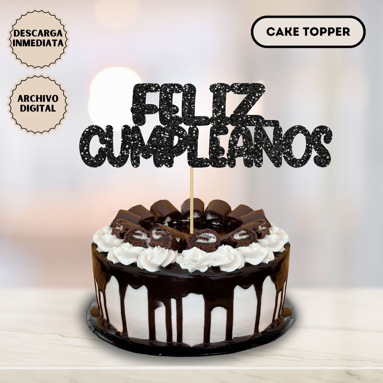 Feliz cumpleaños cake topper, Paquete Cake topper SVG, archivo digital ...