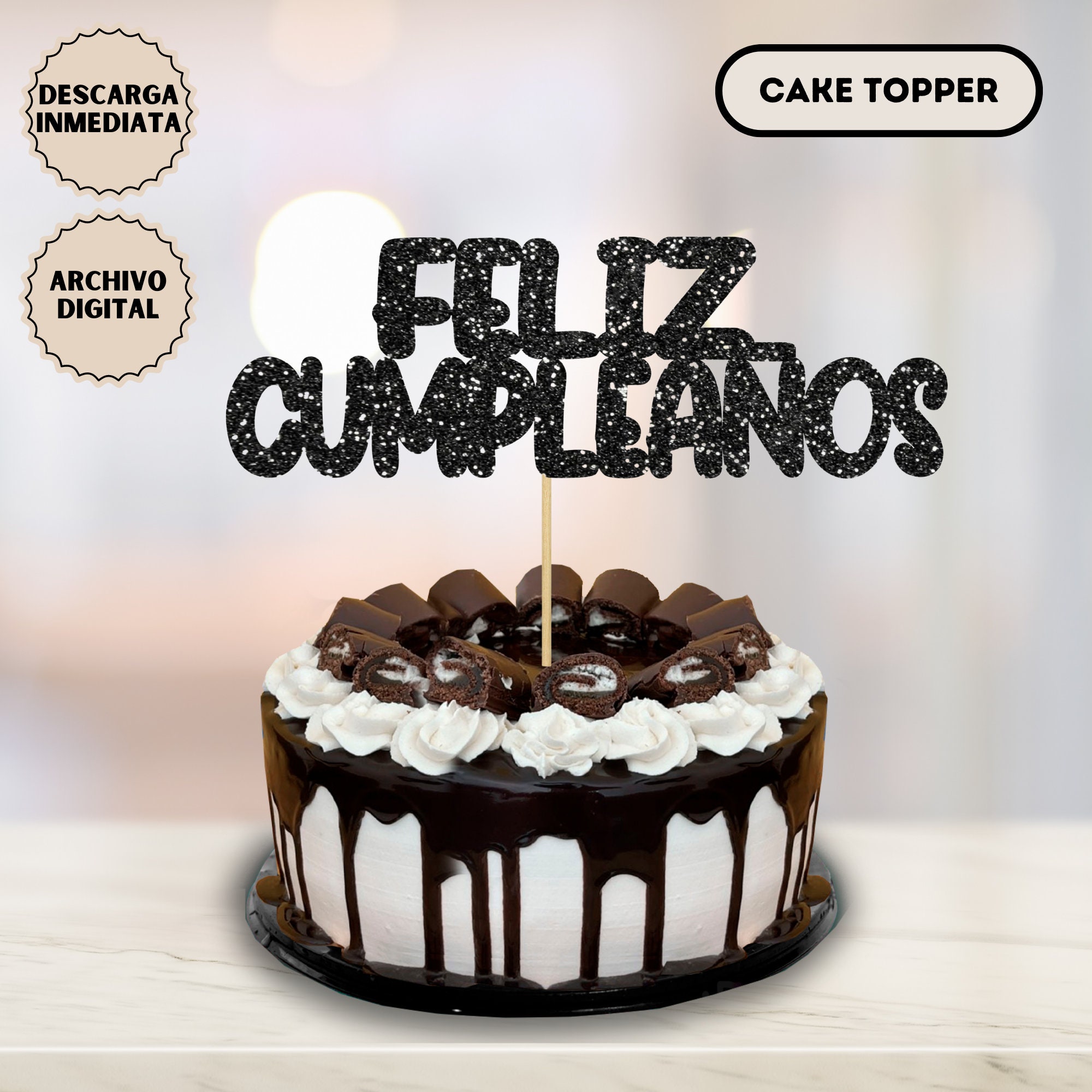 Feliz cumpleaños cake topper, Paquete Cake topper SVG, archivo digital ...