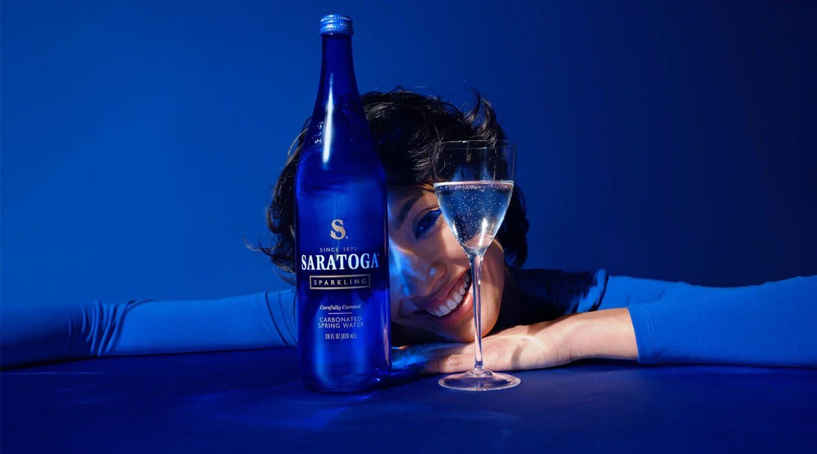 Saratoga Sparkling Spring Water, 28oz Cobalt Blue Glass Bottle (pack of ...