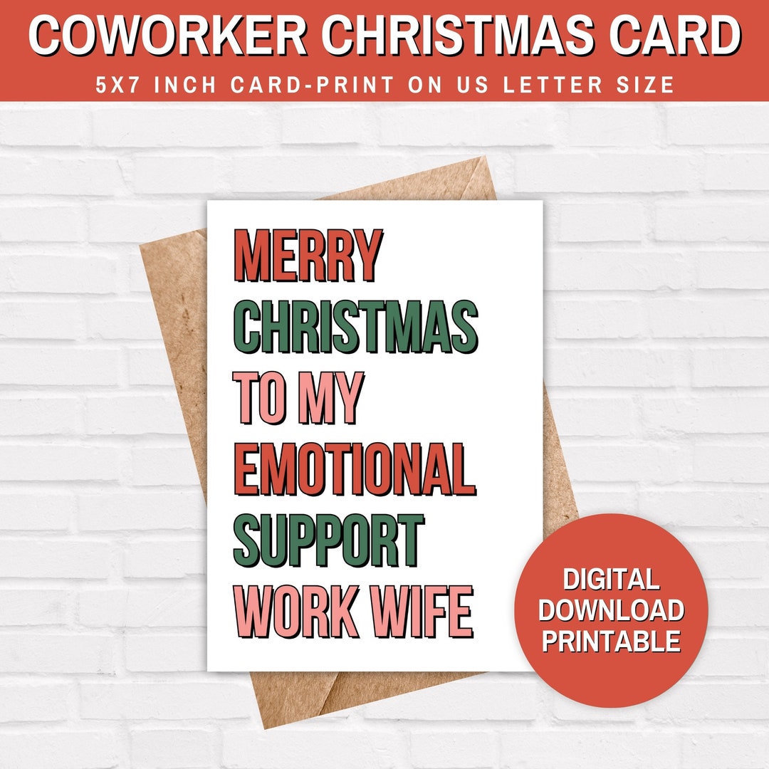 Emotional Support Work Wife Printable Christmas Card Funny - Etsy