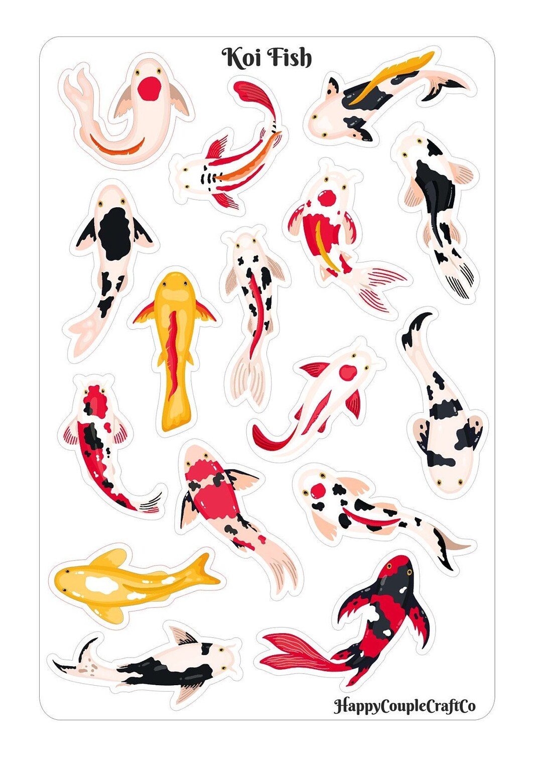 Koi Fish Sticker Sheet Japanese Koi Fish Stickers Journal - Etsy