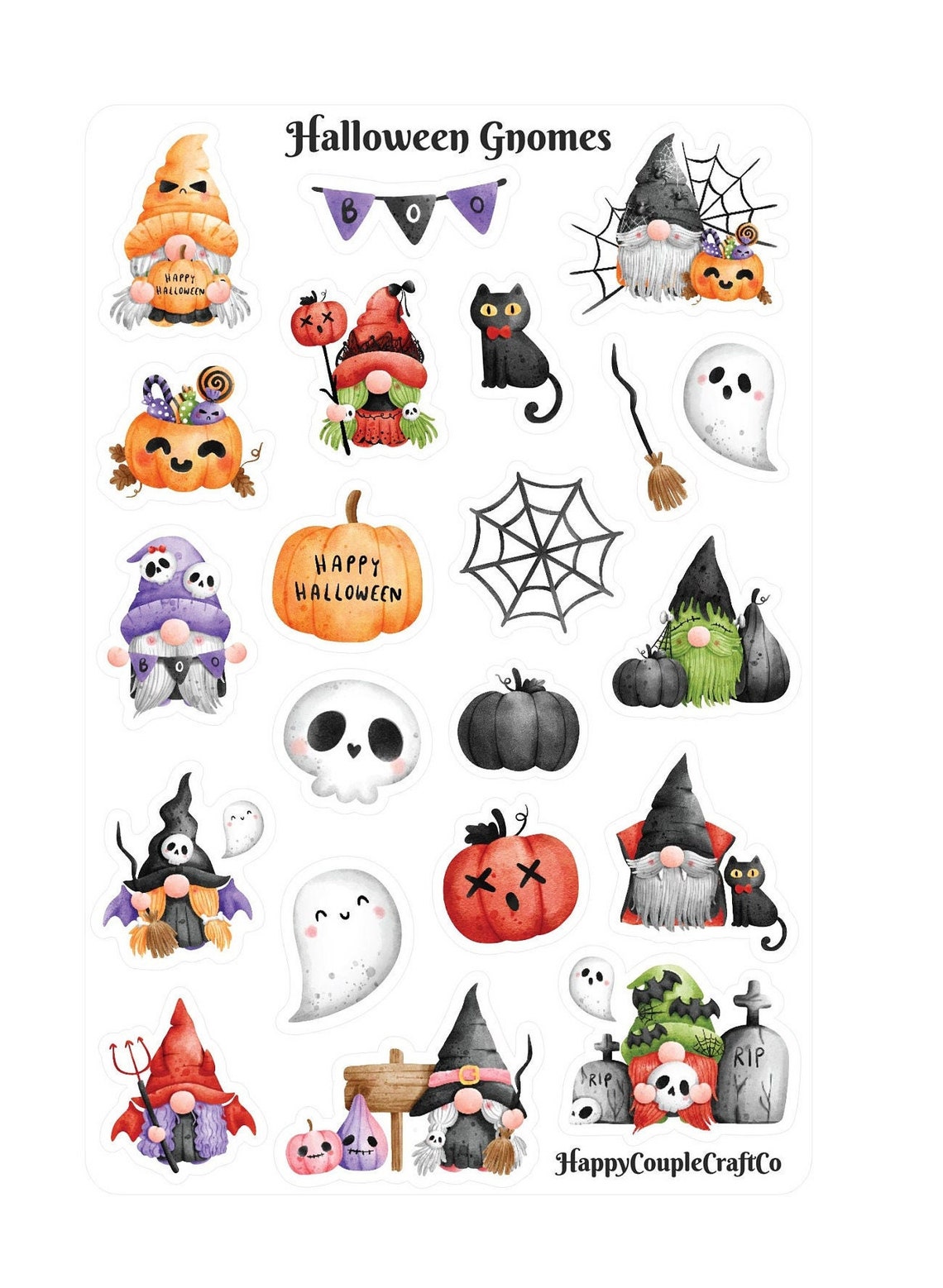 Halloween Gnomes Sticker Sheet Ghost Gnome Stickers Gnome - Etsy