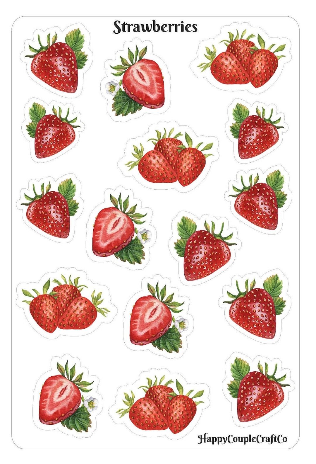 Strawberry Sticker Sheet Planner Accessories Journal Decor - Etsy