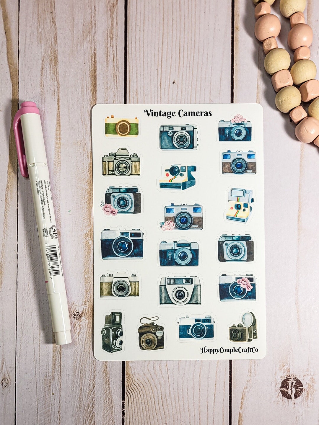 Vintage Cameras Sticker Sheet, Camera Stickers, Vintage Photography ...