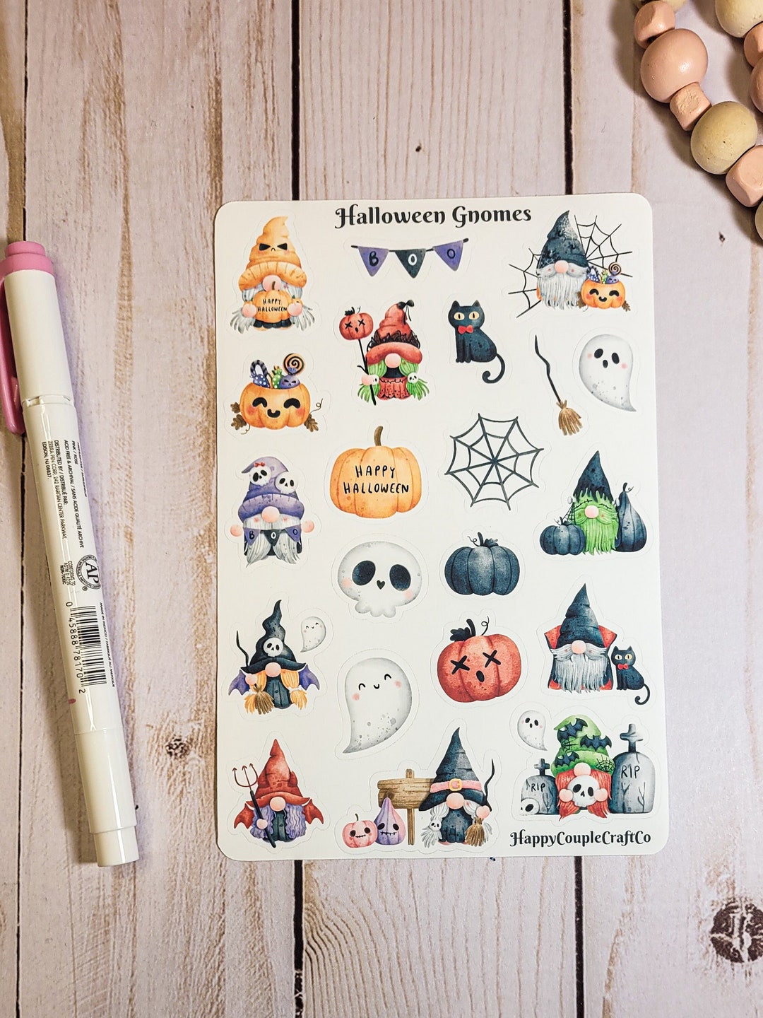 Halloween Gnomes Sticker Sheet Ghost Gnome Stickers Gnome - Etsy