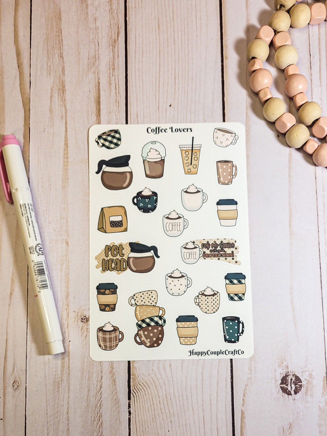 Coffee Lovers Sticker Sheet Coffee Stickers Coffee Cup - Etsy
