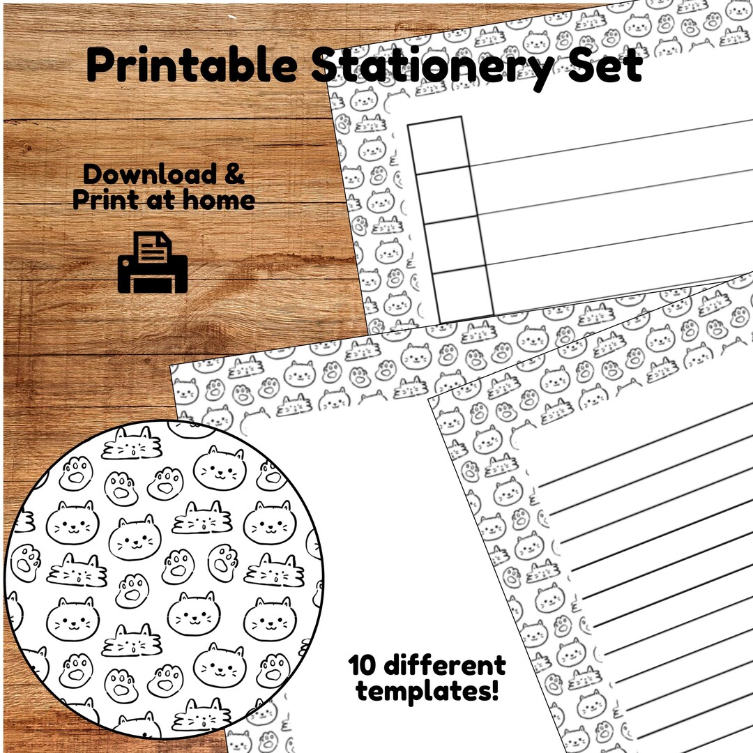 Personalized Kitty Doddle Printable Writing Paper, Kitty/cat Stationery ...