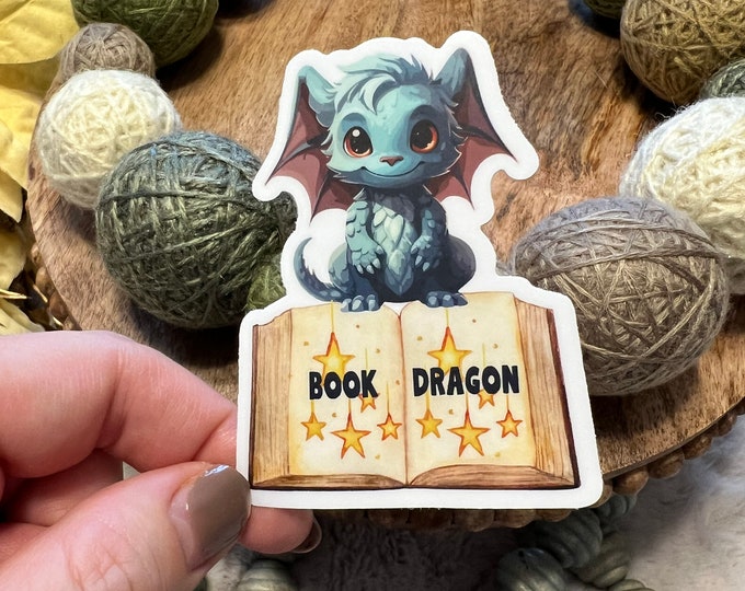 Magical Silver Dragon Reading Sticker - Etsy