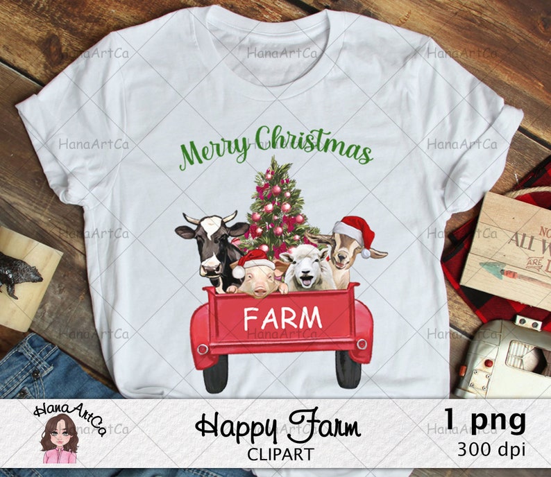 Christmas Farm Truck Clipart Christmas Animals PNG Merry - Etsy