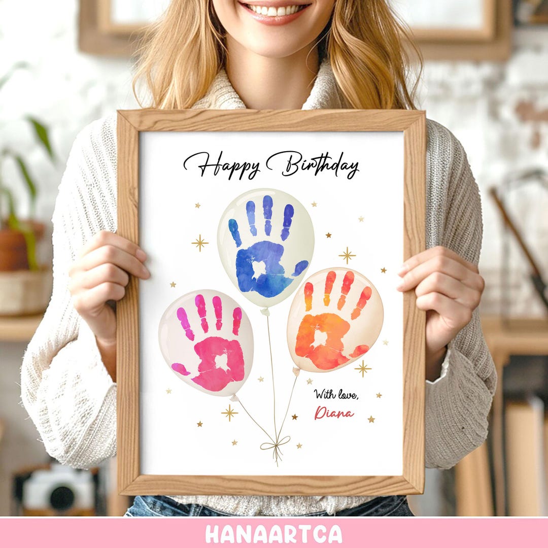 Happy Birthday Handprint, Balloons Handprint Art Craft, Handprint ...