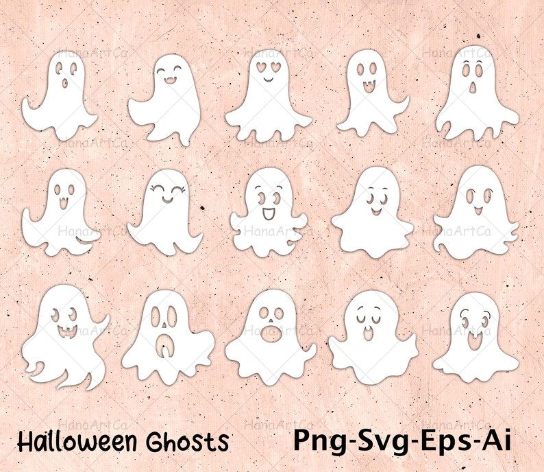 Ghost Bundle Svg, Halloween Sign Cut File, Cute Ghost Bundle Svg, Ghost ...