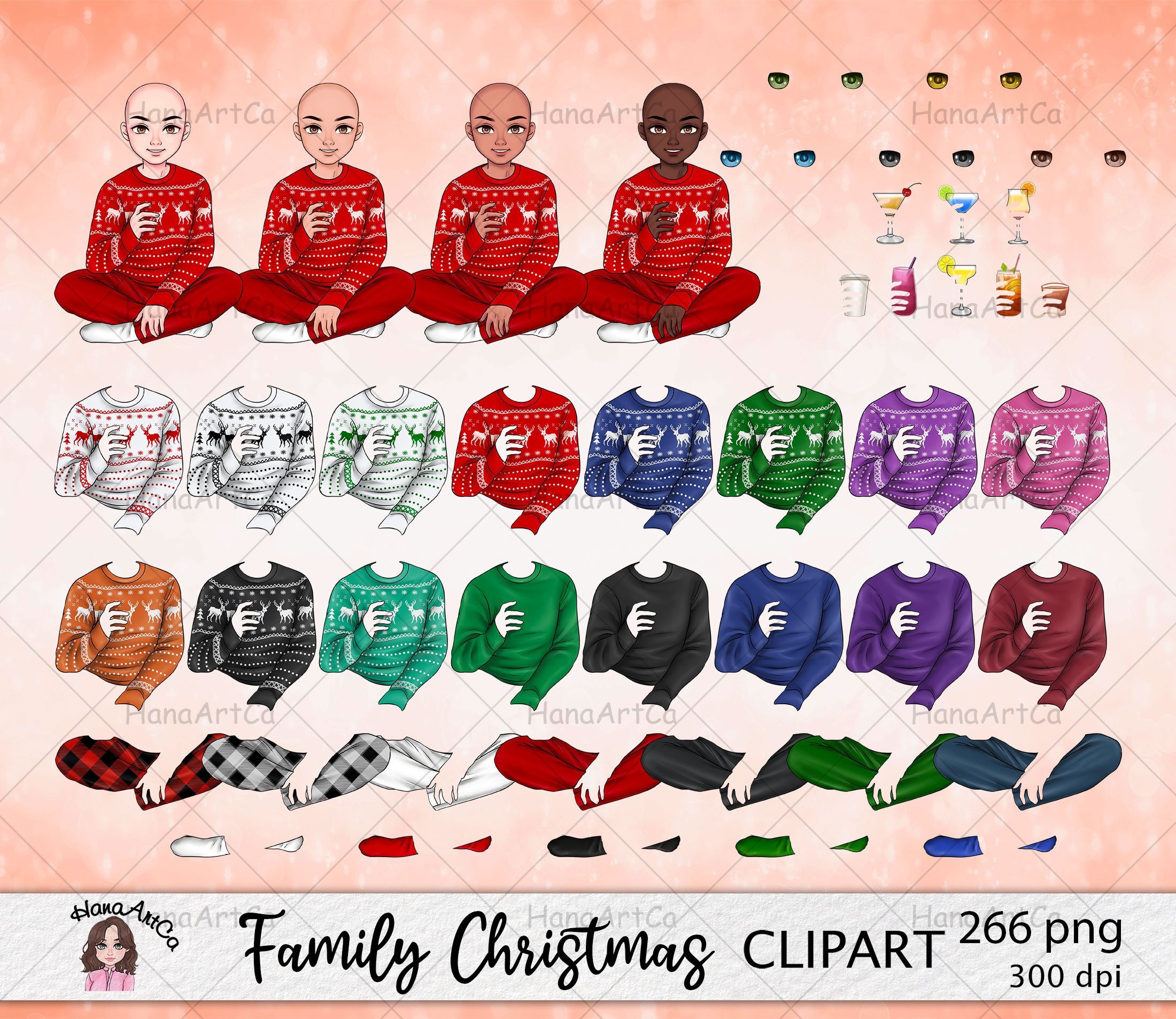 Family Christmas Clipart, Merry Christmas, Winter Clipart, Family Png ...