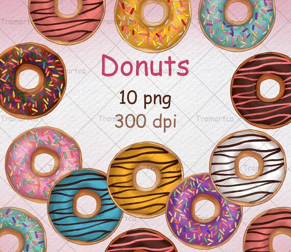 Donuts Digital Clipart Sweet Bakery Food Clipart Pastel | Etsy