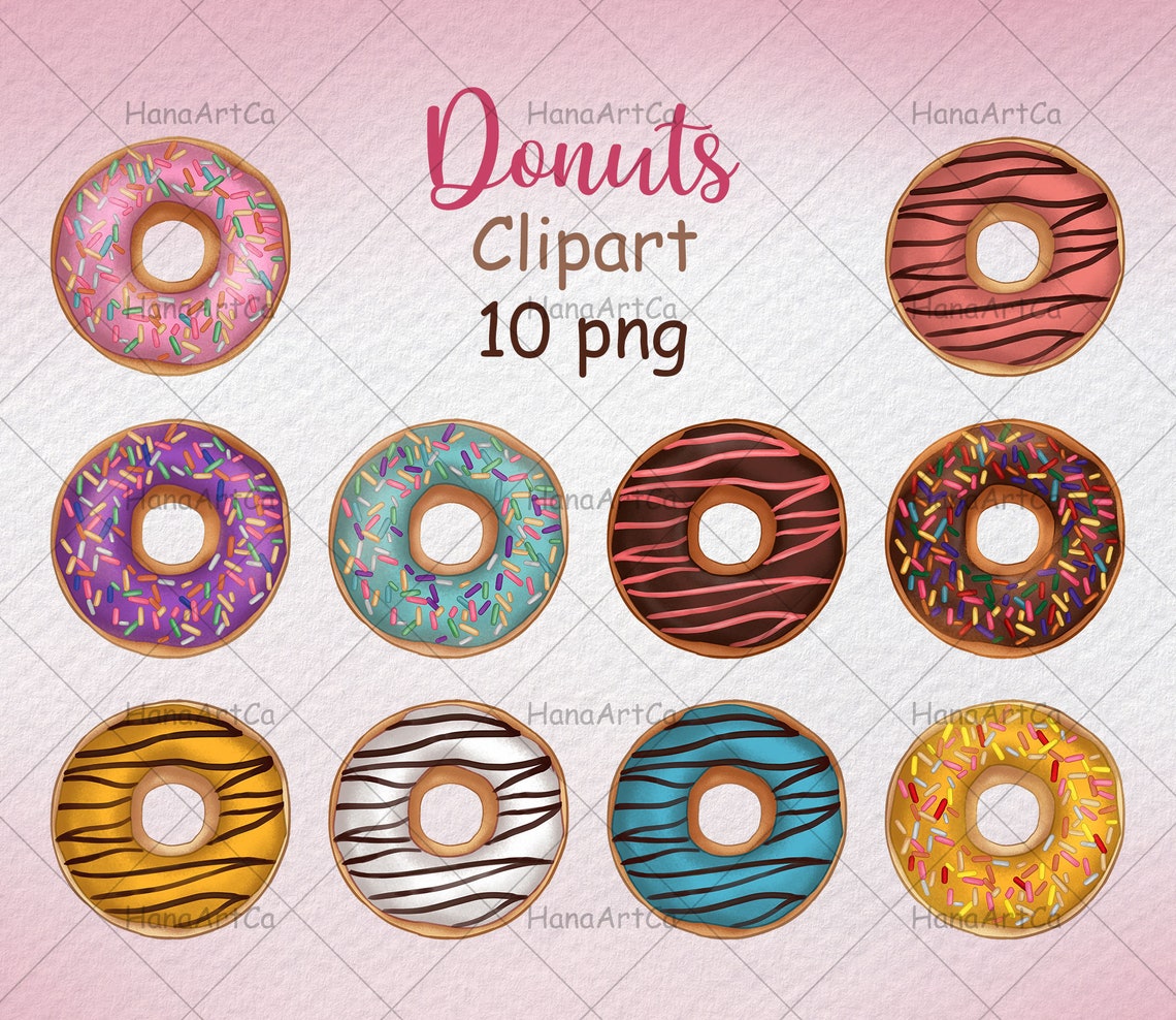 Donuts Digital Clipart, Sweet Bakery Food Clipart Pastel Donuts, Sweets ...