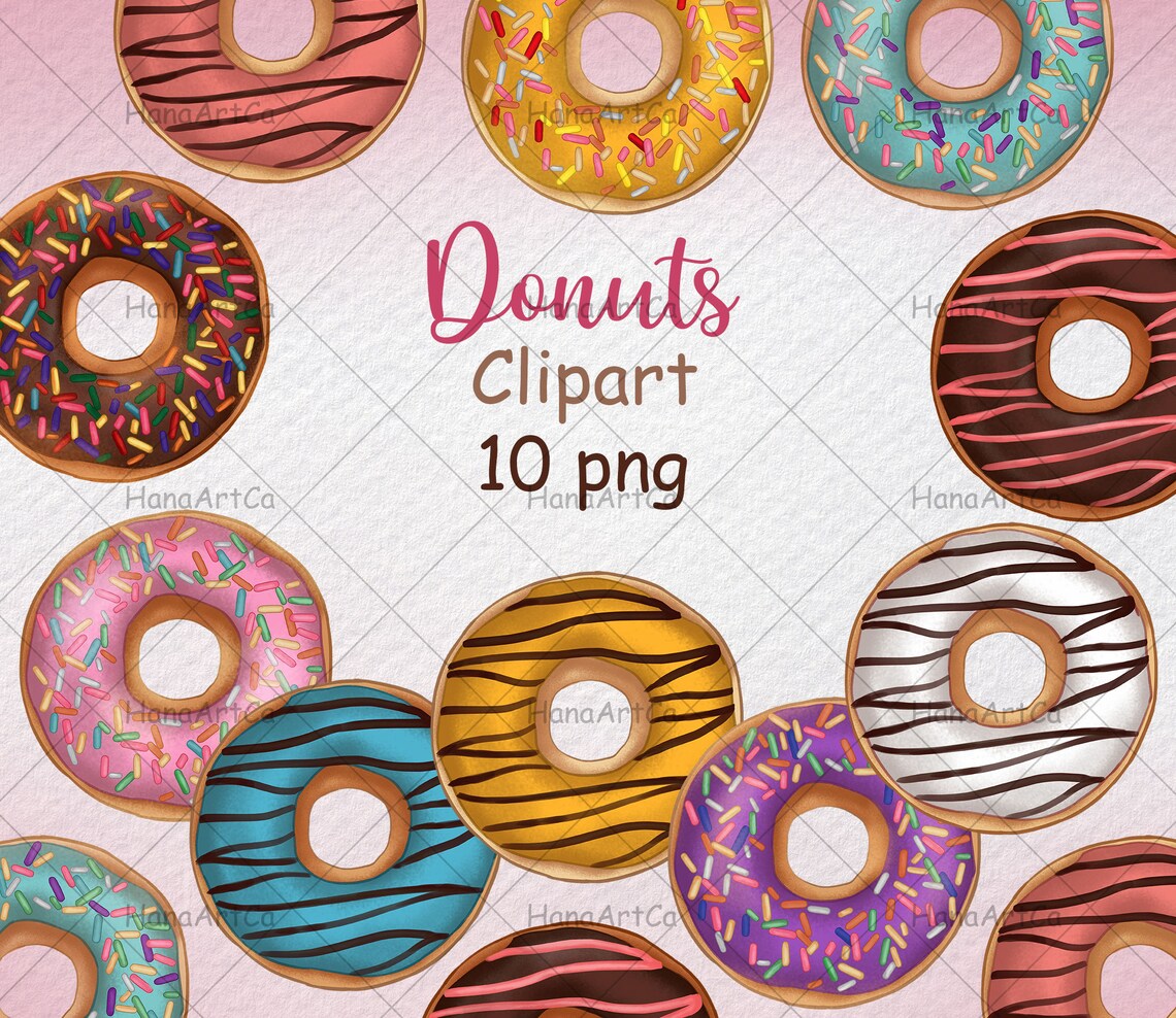 Donuts Digital Clipart, Sweet Bakery Food Clipart Pastel Donuts, Sweets ...