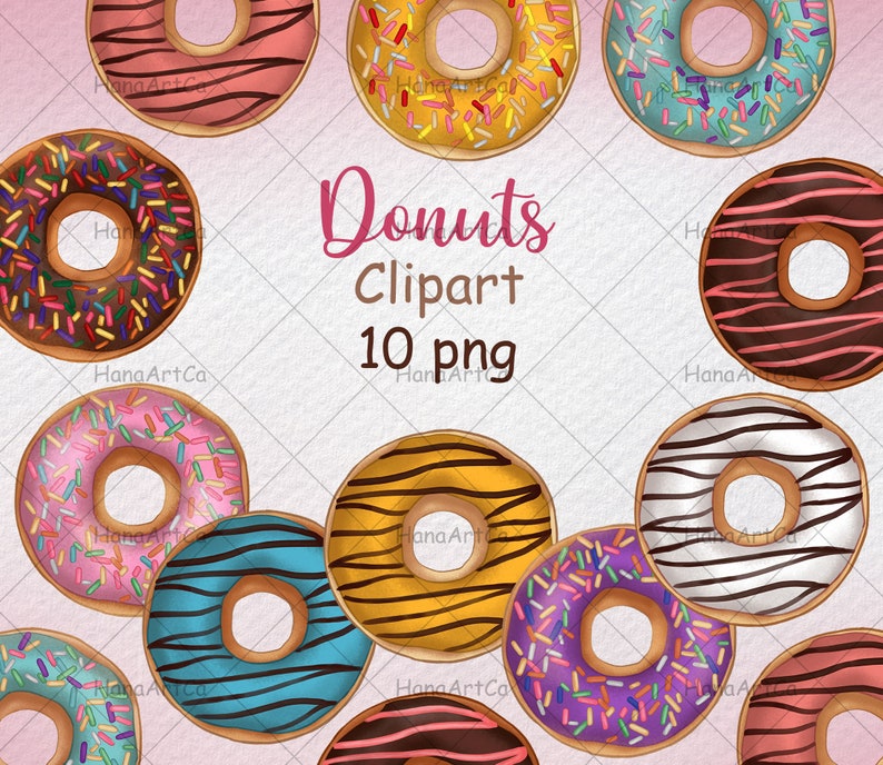 Donuts Digital Clipart, Sweet Bakery Food Clipart Pastel Donuts, Sweets ...