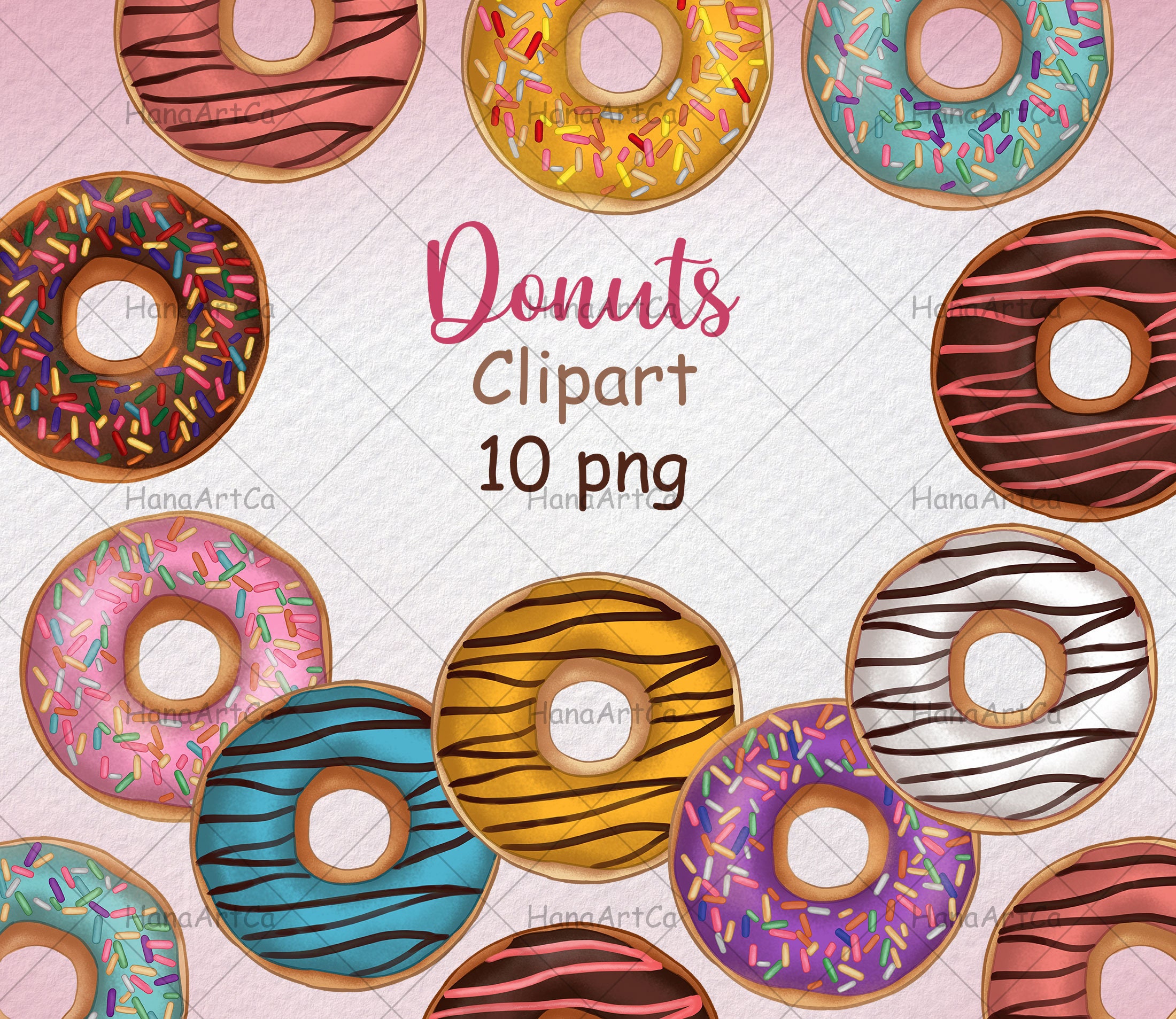 Donuts Digital Clipart, Sweet Bakery Food Clipart Pastel Donuts, Sweets ...