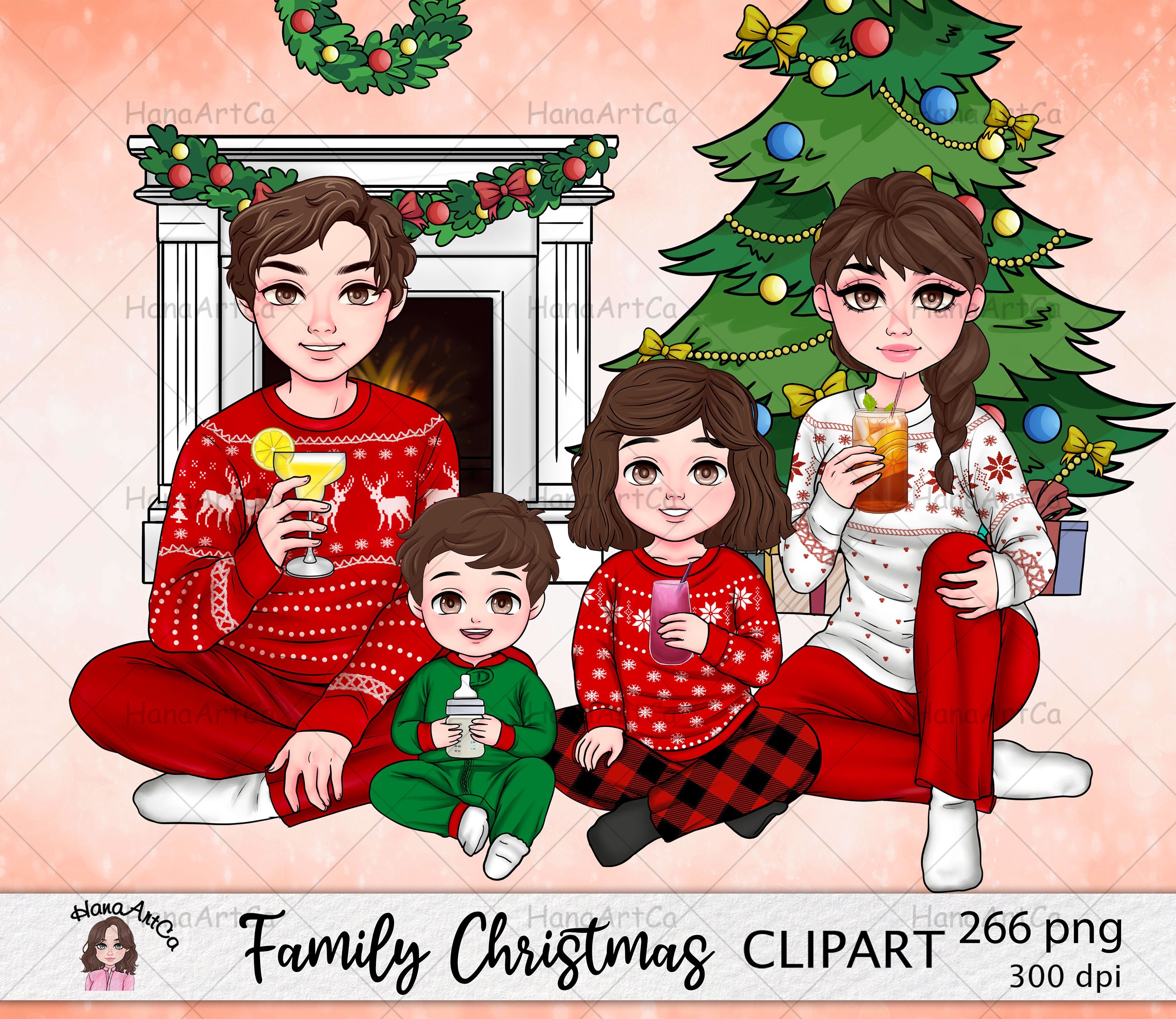 Family Christmas Clipart, Merry Christmas, Winter Clipart, Family Png ...