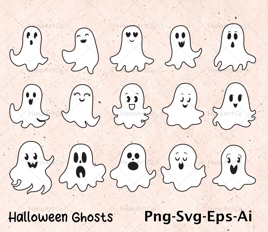 Ghost Bundle Svg, Halloween Sign Cut File, Cute Ghost Bundle Svg, Ghost ...