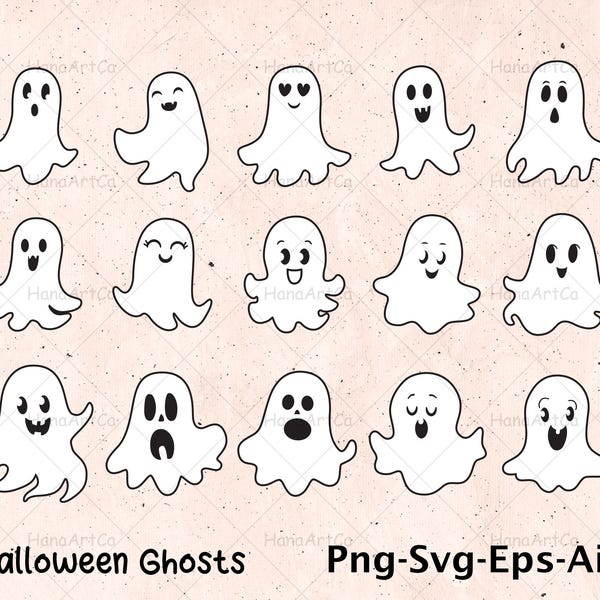Ghost Bundle Svg, Halloween Sign Cut File, Cute Ghost Bundle Svg, Ghost ...