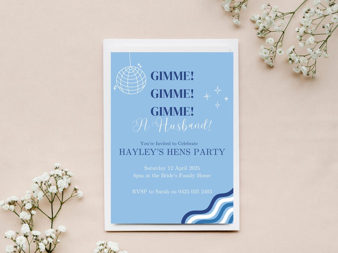 Mamma Mia Hens Party Invite, ABBA Bachelorette Weekend, Greek Island ...