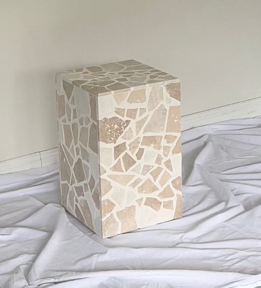 Travertine Plinth Side Table Travertine Furniture, Crazy Pave Style ...