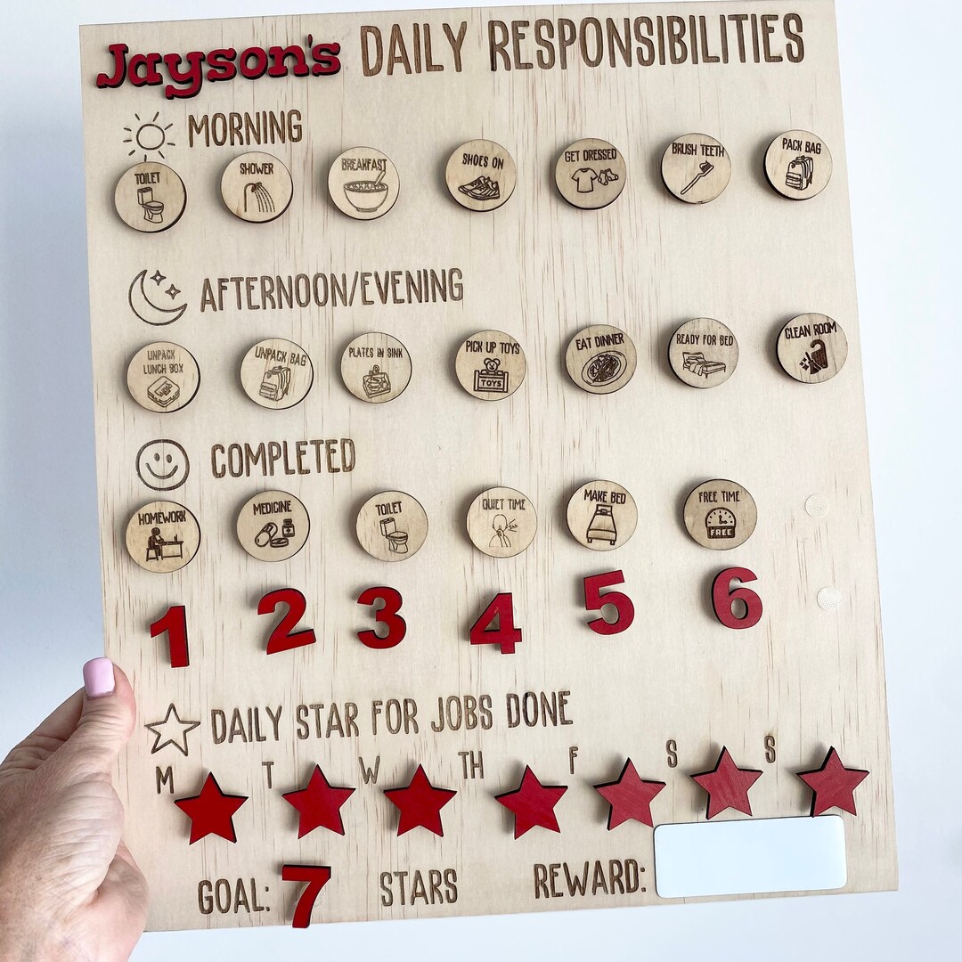 Laser Cut SVG File Kids Chore Chart Daily Job Chart Daily Planner File ...