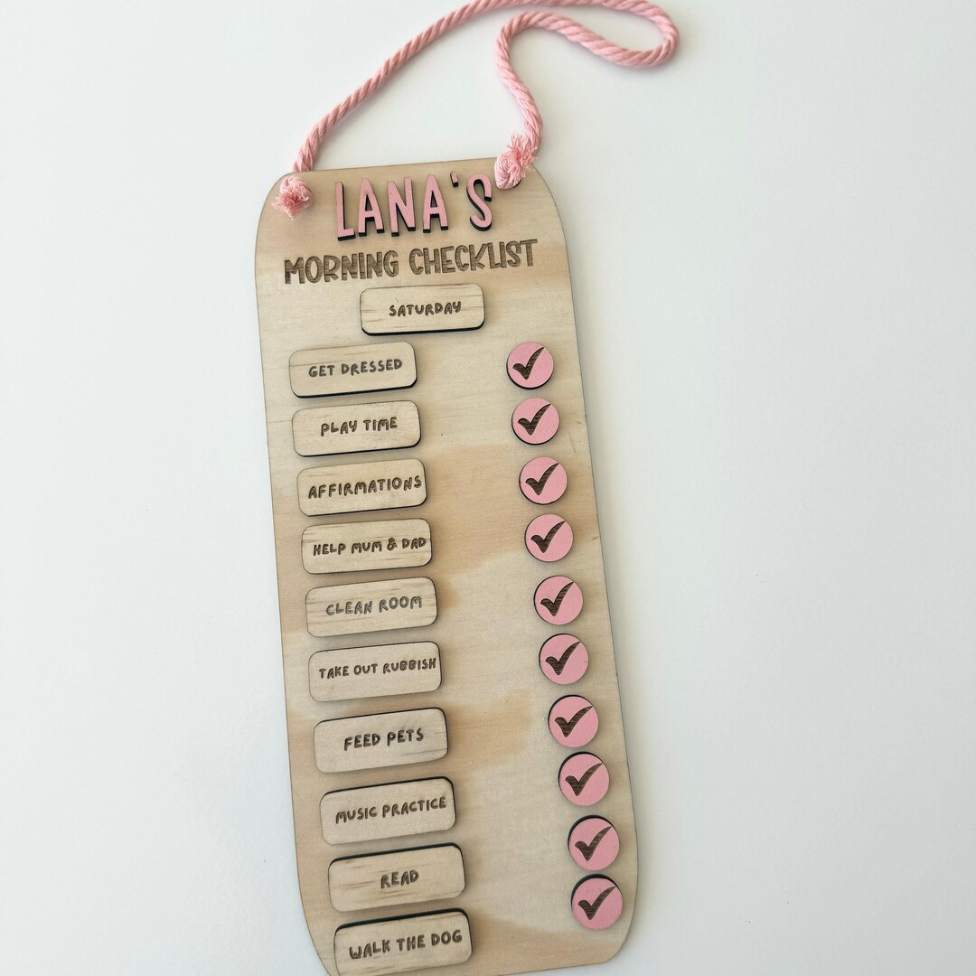 Personalised Kids Morning Routine Checklist Child Job Chart Custom ...
